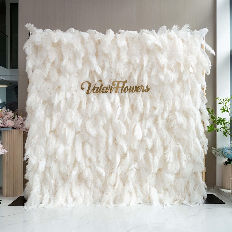 White Feather Wedding Backdrop, Floral Party Decor, Photo Booth - Etsy