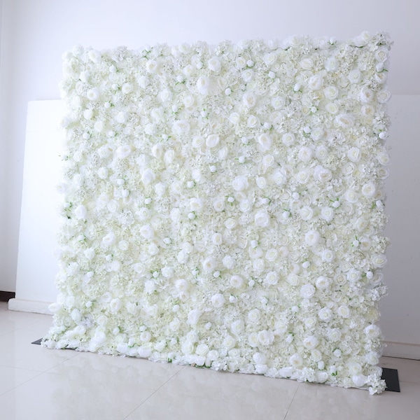 Roll up Fabric Artificial Flower Wall Wedding Backdrop, Floral Party ...