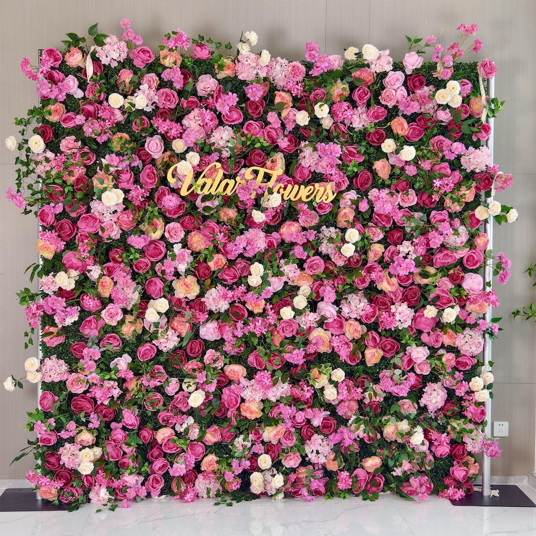 Vibrant Pink & Red Rose 5D Flower Wall Backdrop – Perfect for Weddings ...