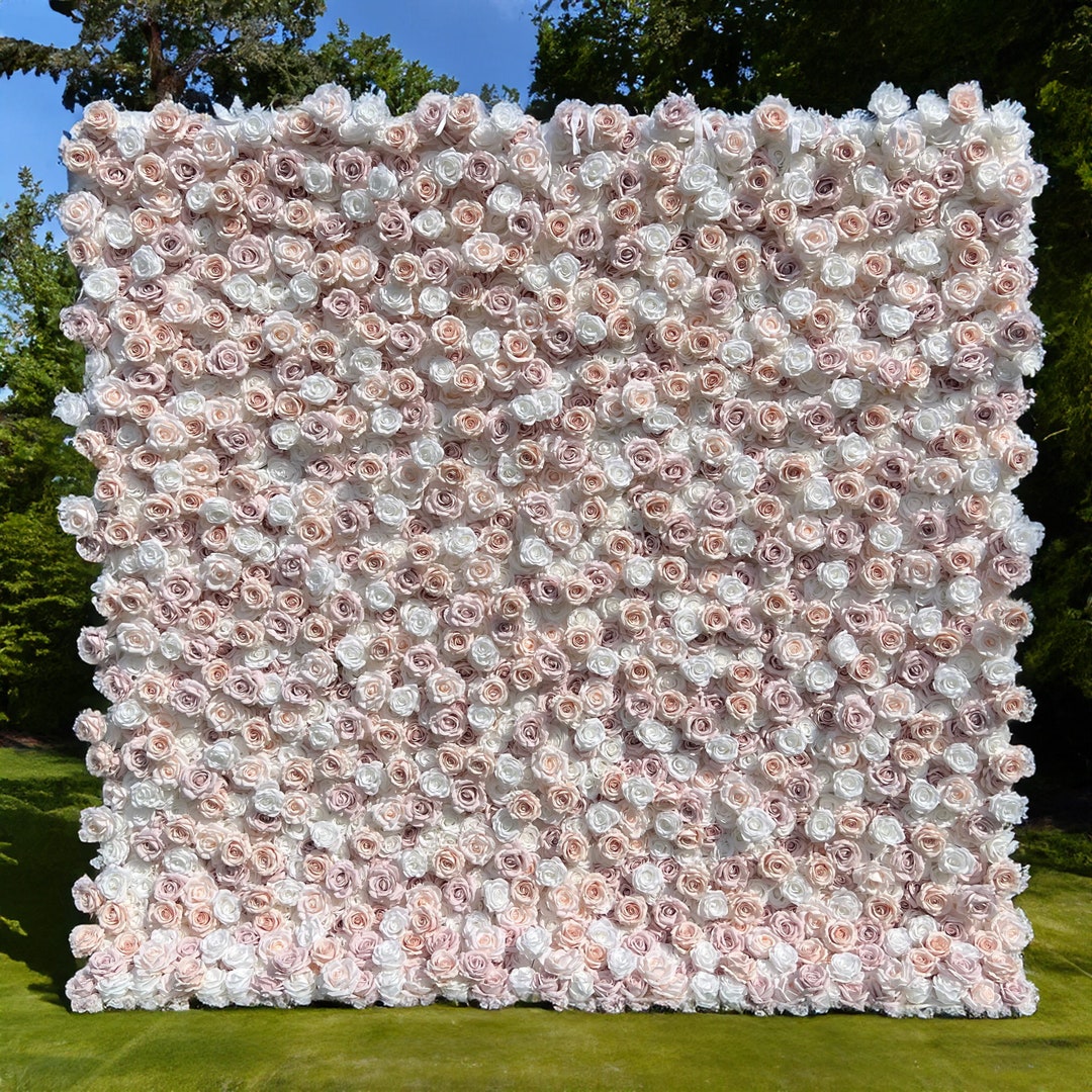 White & Pink Floral Fabric Wall – Roll-up Wedding Backdrop - Etsy