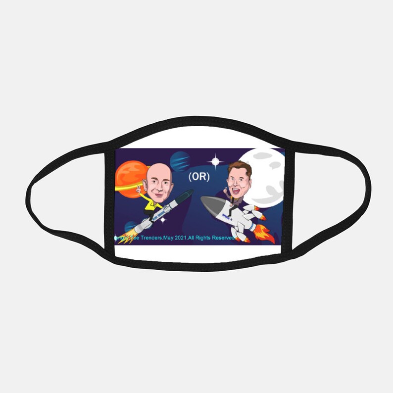 Jeff Bezos & Elon Musk Race to Mars Face Mask blue BG - Etsy