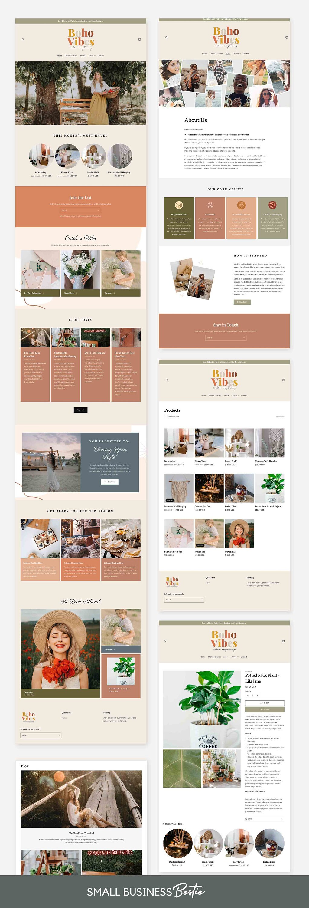 Boho Shopify Theme Website Template Shopify 2.0 Simple - Etsy