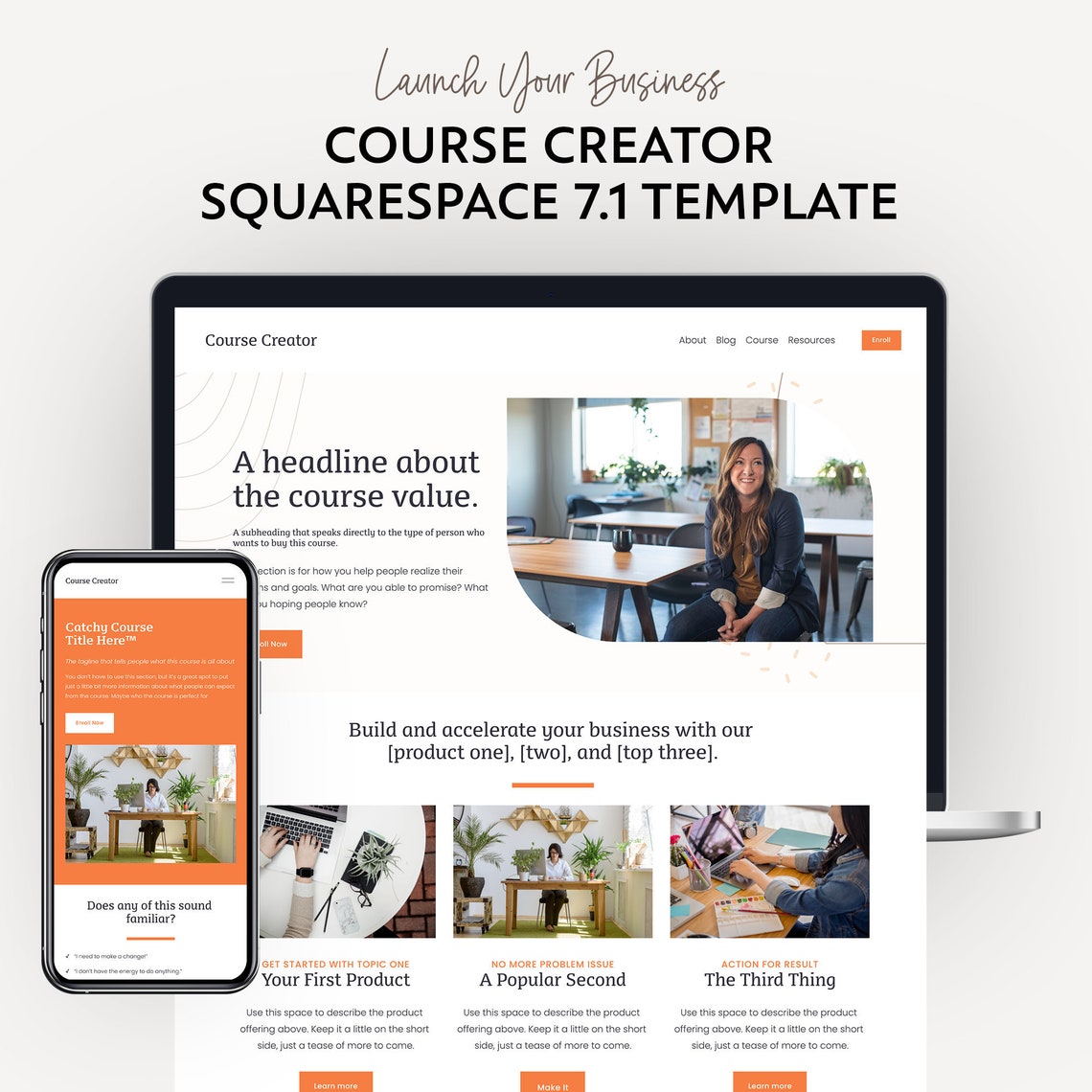 Course Creator Website Template Squarespace 7.1 Simple Bold Classic ...