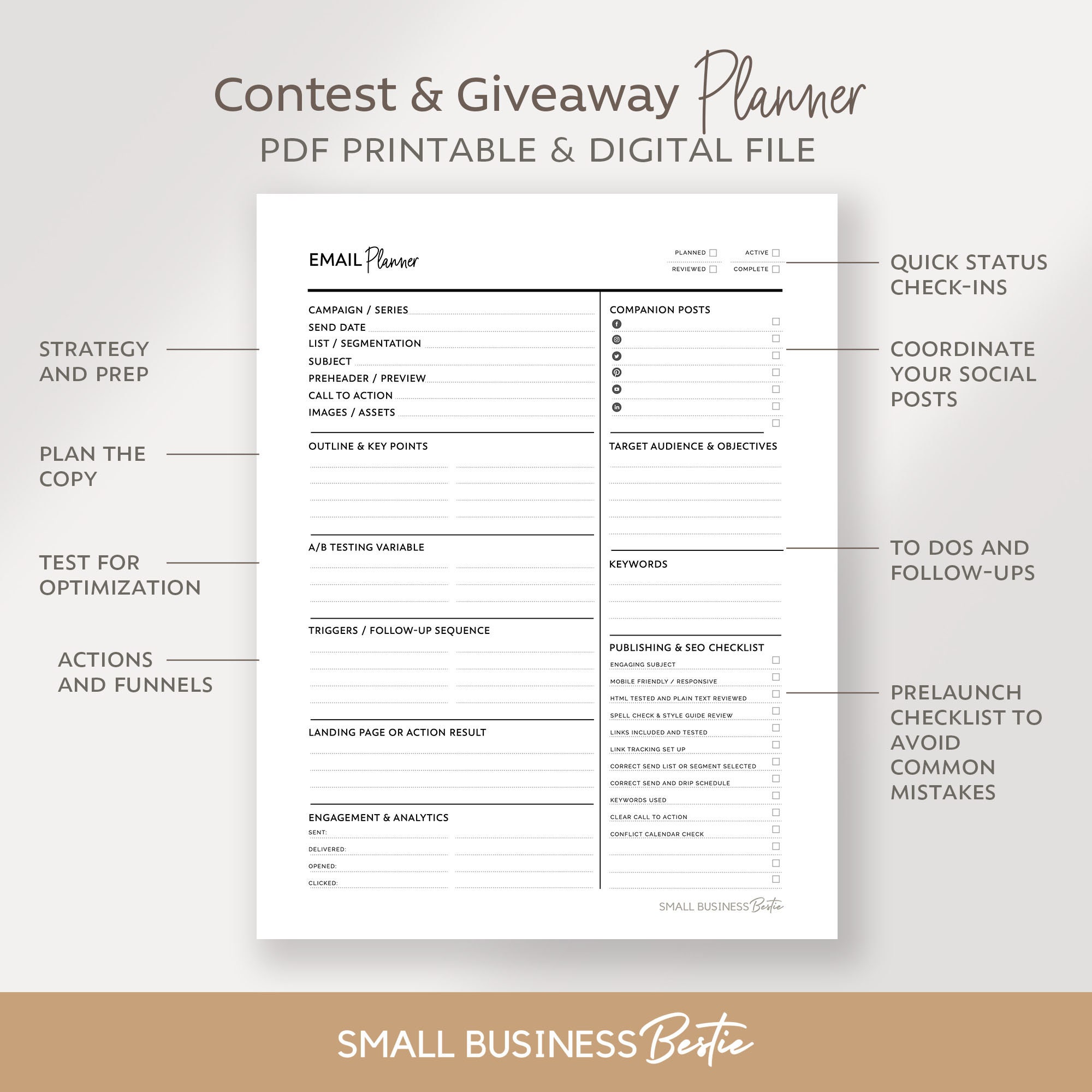 Email Marketing Planner Page Digital Printable Business Organization ...