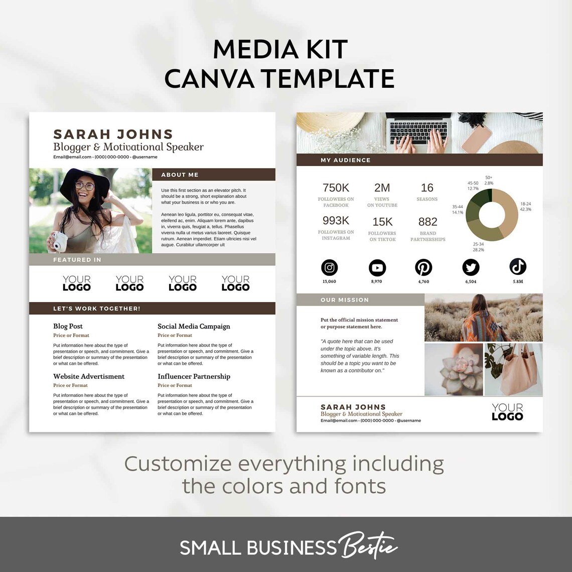 Media Kit Template for Influencers, Business Owners, and Public ...
