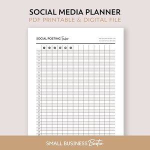Social Media Post Planner Page | Digital and Printable Business ...