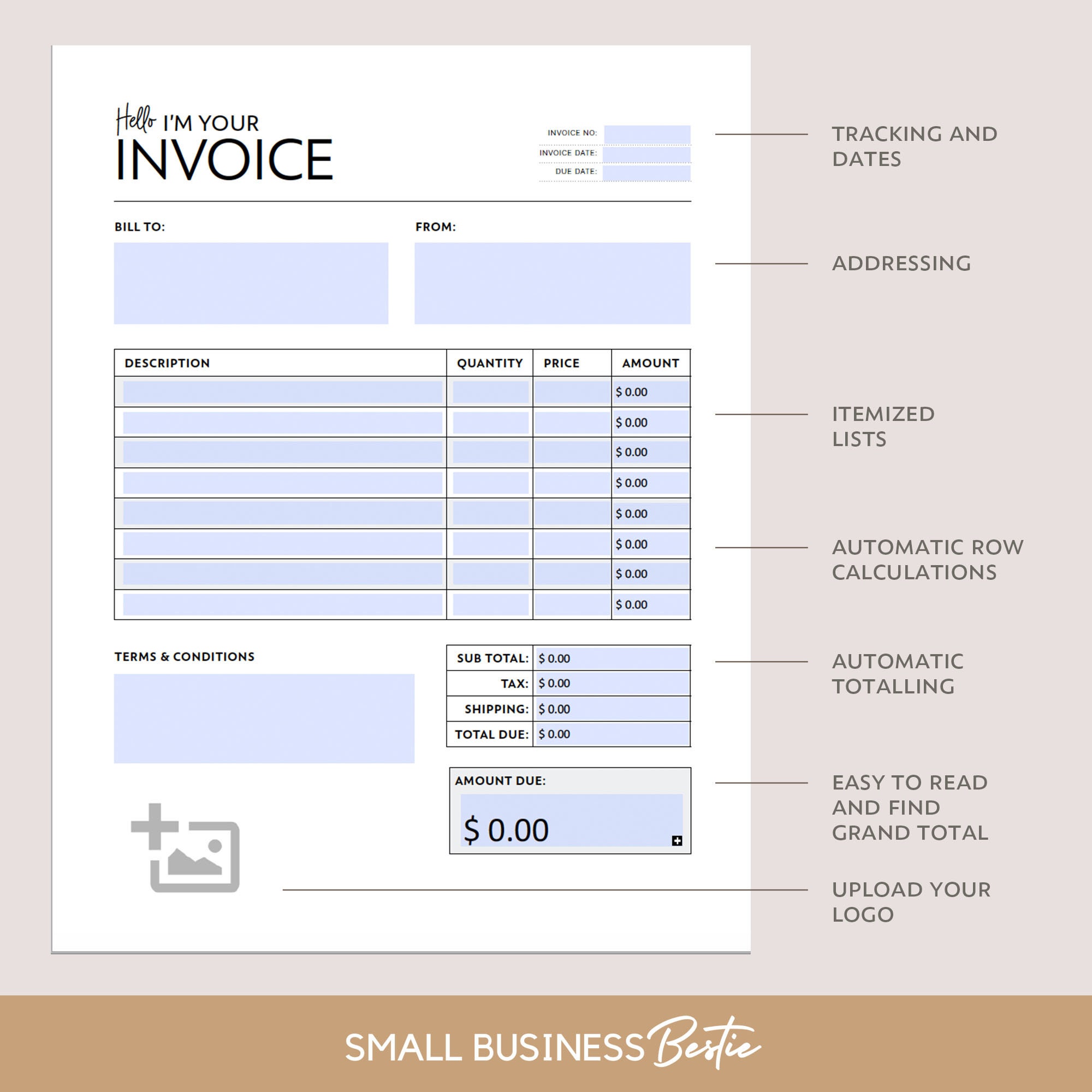 Invoice Template for Small Business and Freelancers | Digital Printable ...