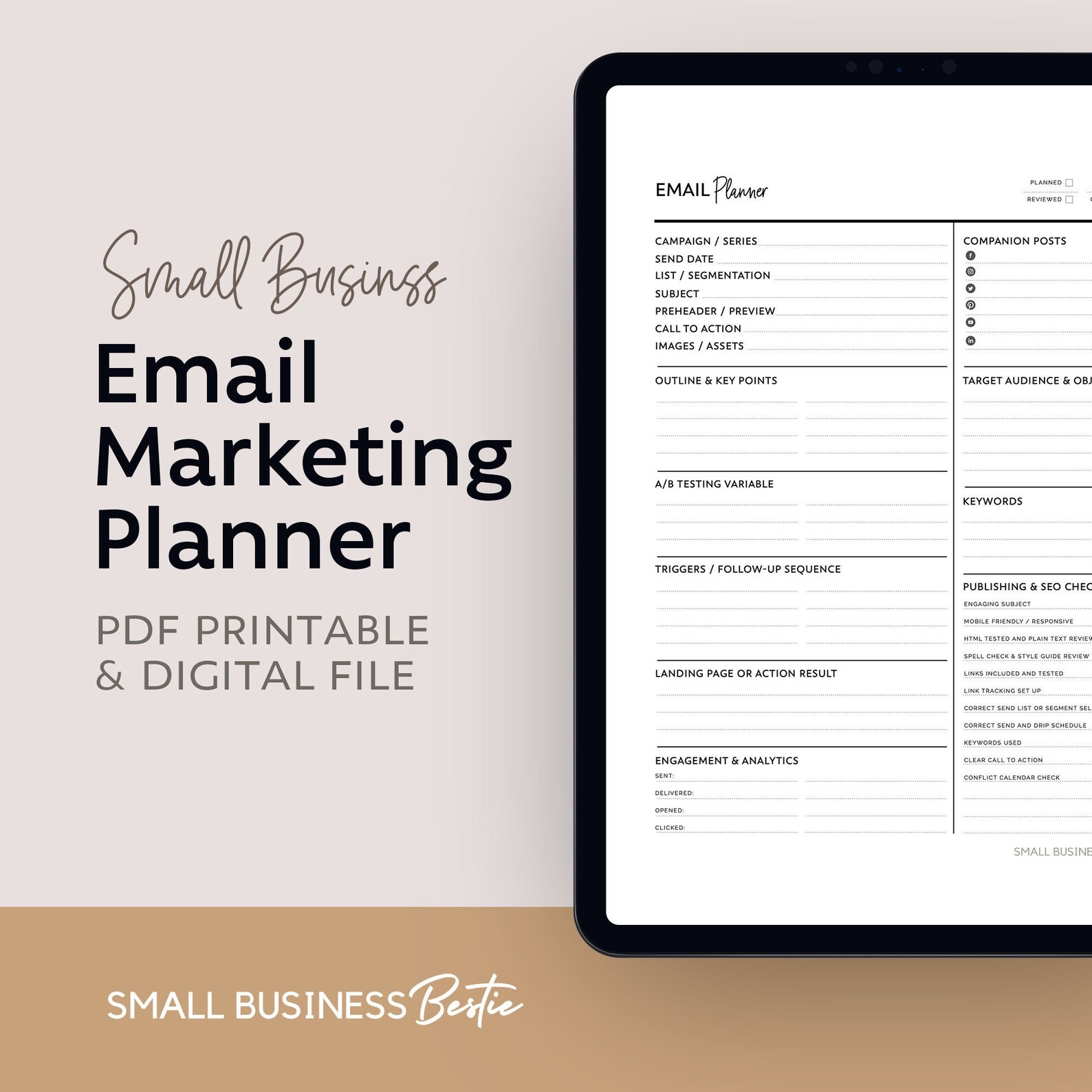 Email Marketing Planner Page | Digital + Printable Business ...
