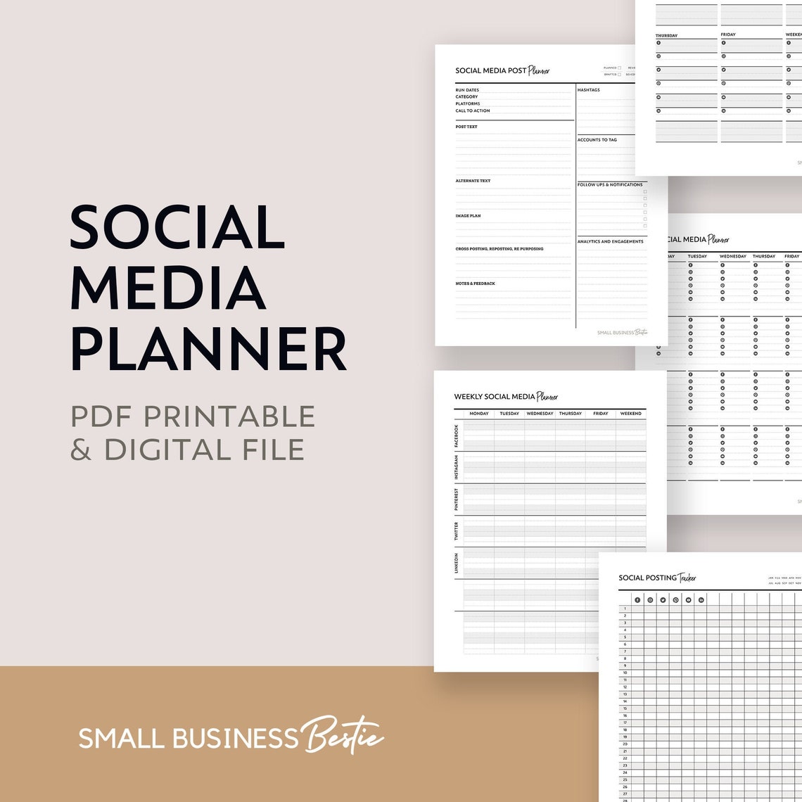 Social Media Post Planner Page Digital and Printable Business Organizer ...
