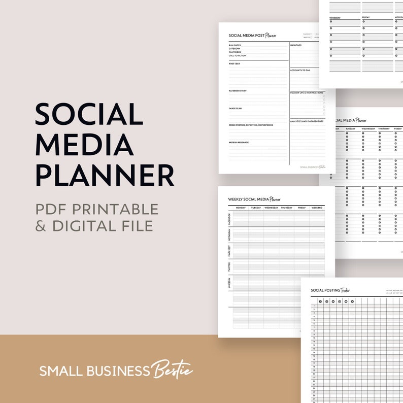 Social Media Post Planner Page | Digital and Printable Business ...