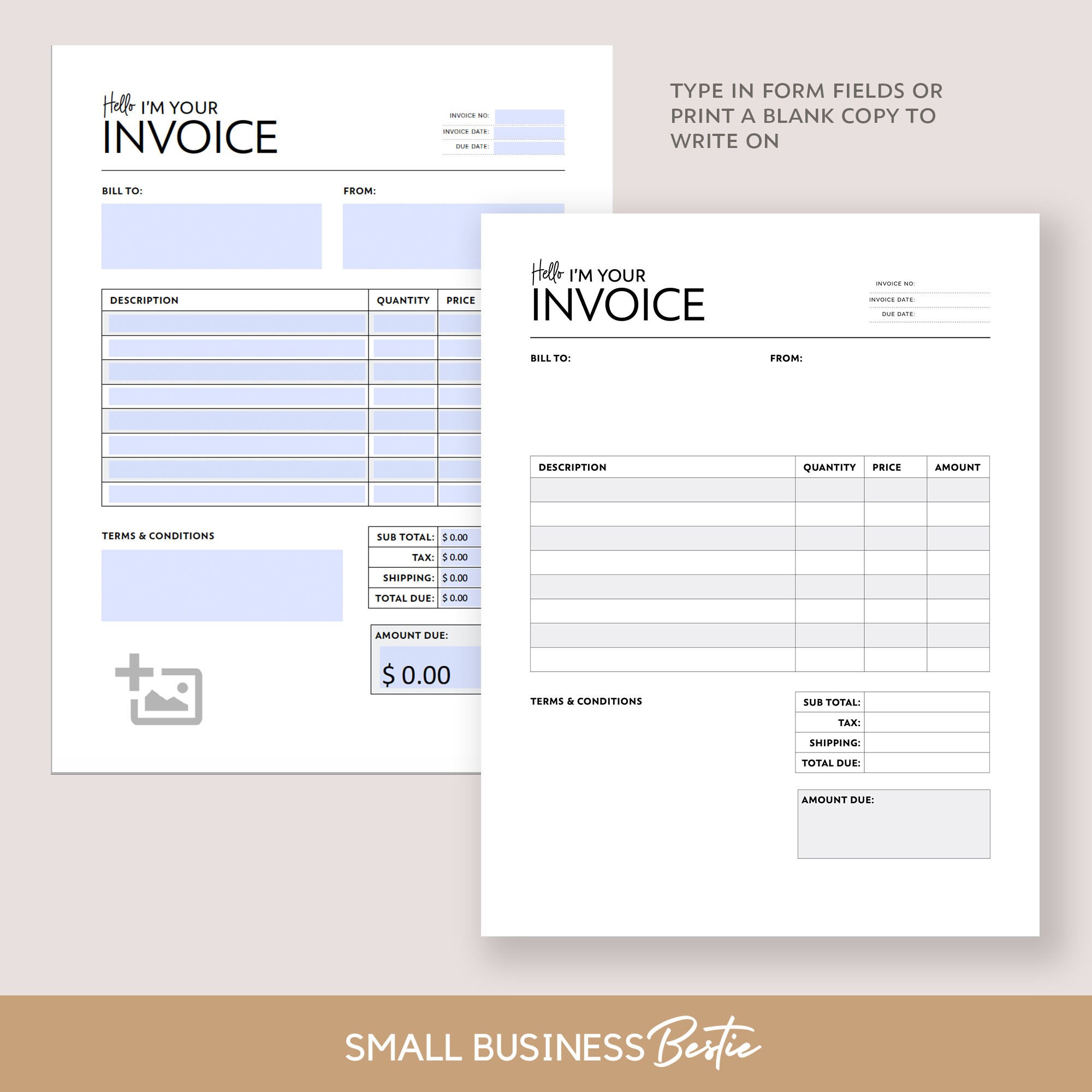 Invoice Template for Small Business and Freelancers | Digital Printable ...