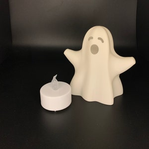 Spooky Ghost Flickering LED Tea Light Candle, Halloween, Home Decor ...