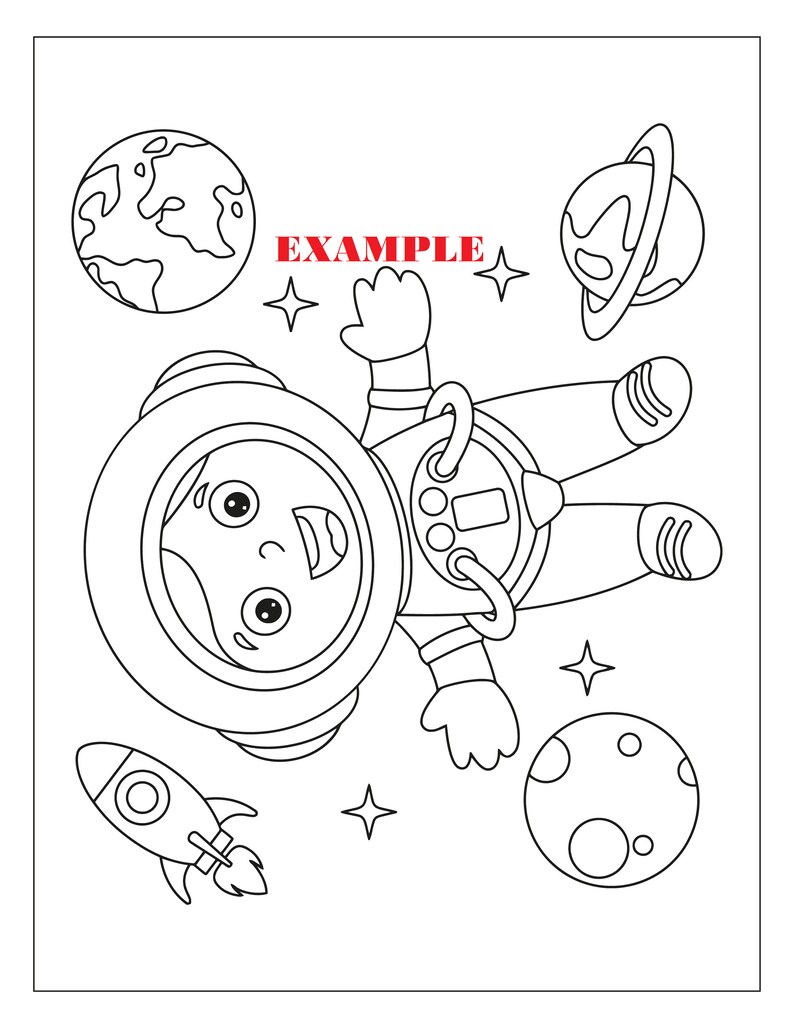 Children's Space Theme Digital Coloring and Activity Book - Etsy