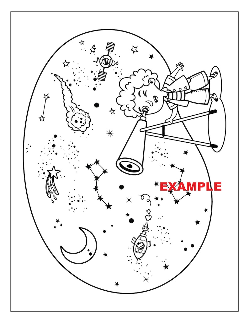 Children's Space Theme Digital Coloring and Activity Book - Etsy