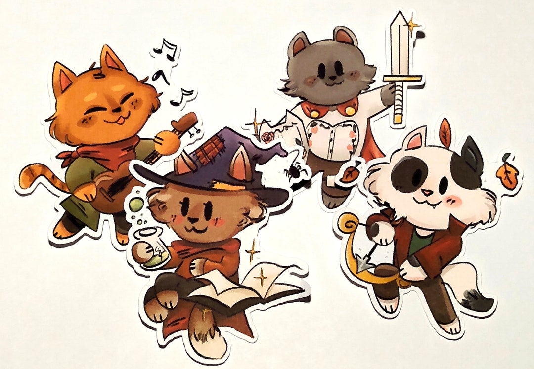 DND Kitty Stickers TTRPG Cat Set - Etsy
