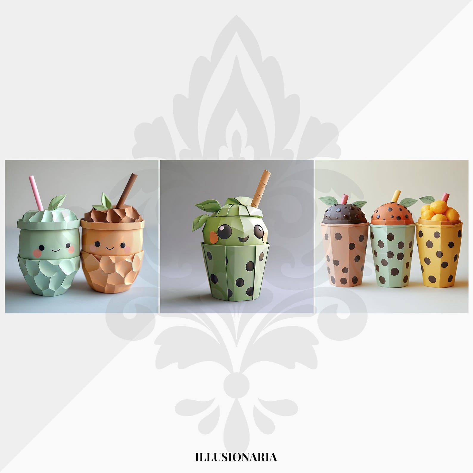 Origami Bubble Tea, Kawaii Clipart, Kawaii Bubble Tea Images, Bubble ...