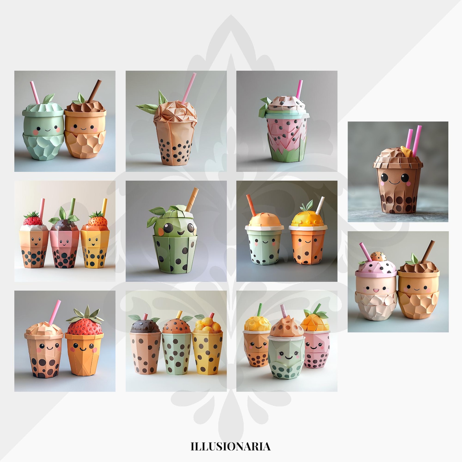 Origami Bubble Tea, Kawaii Clipart, Kawaii Bubble Tea Images, Bubble ...