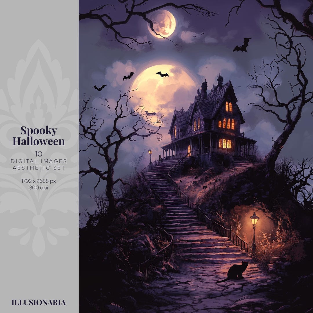 Spooky Halloween, Planner Clipart, Haunted House, Pumpkins, Halloween ...