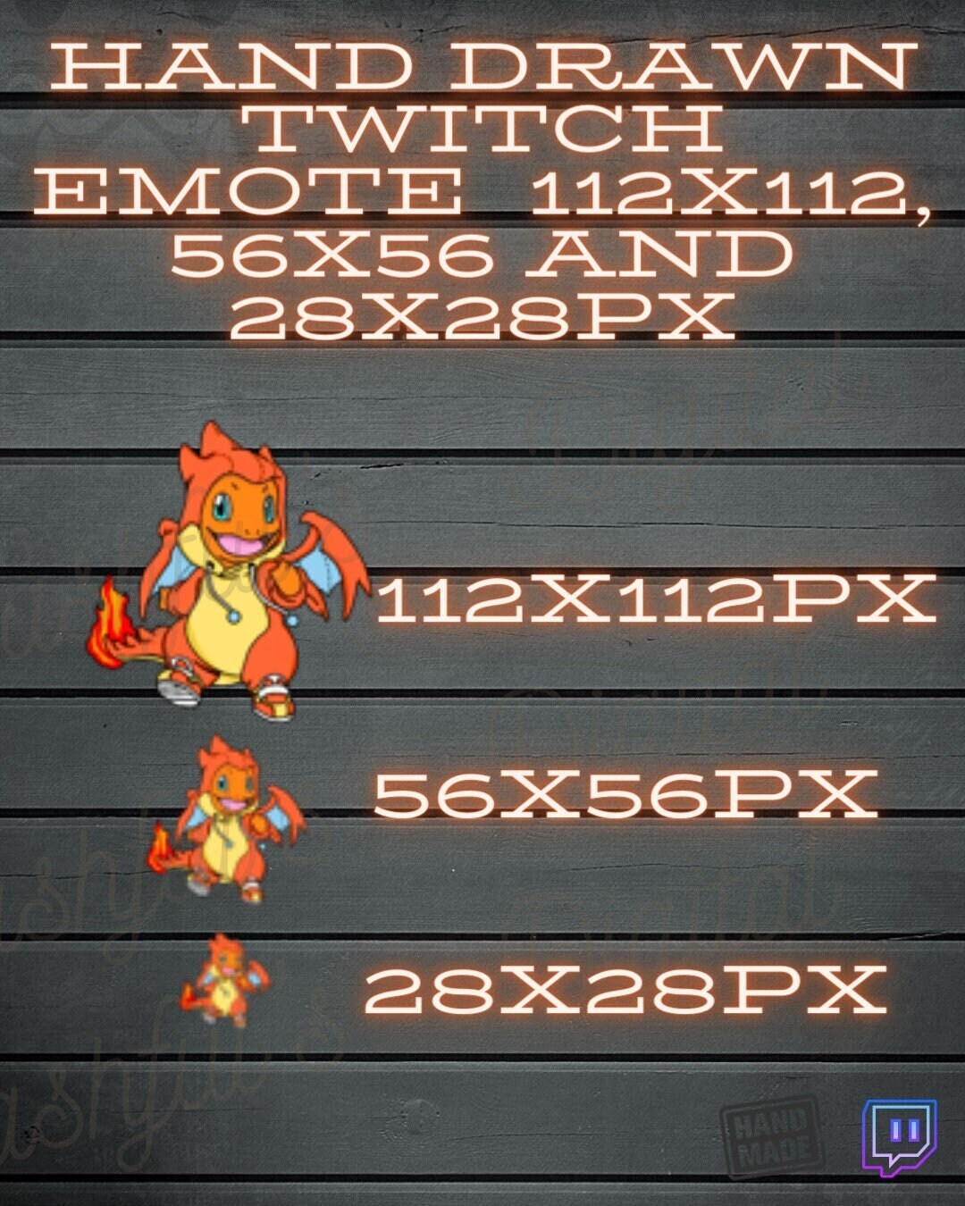 Charmander Dressed as Charizard Twitch Emote (hand Drawn) - Etsy
