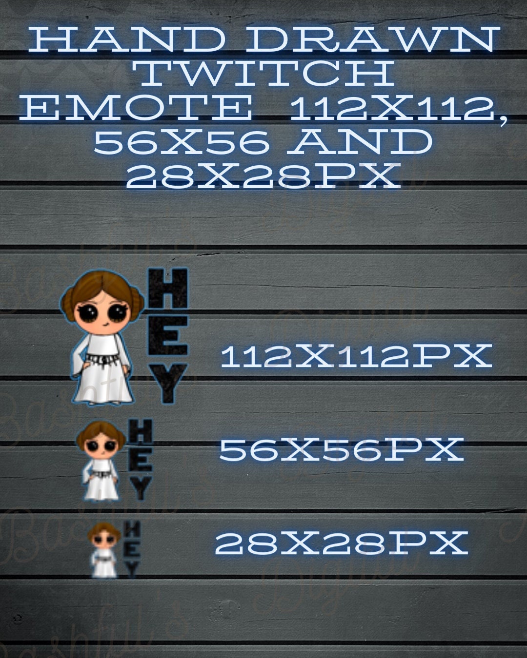 Princess Leia Twitch Emote 'HEY' hand Drawn - Etsy