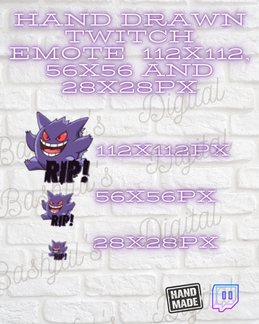 Gengar Twitch Emote 'RIP' (hand Drawn) - Etsy