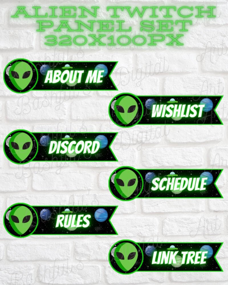 20 Green Alien Twitch Panels - Etsy UK