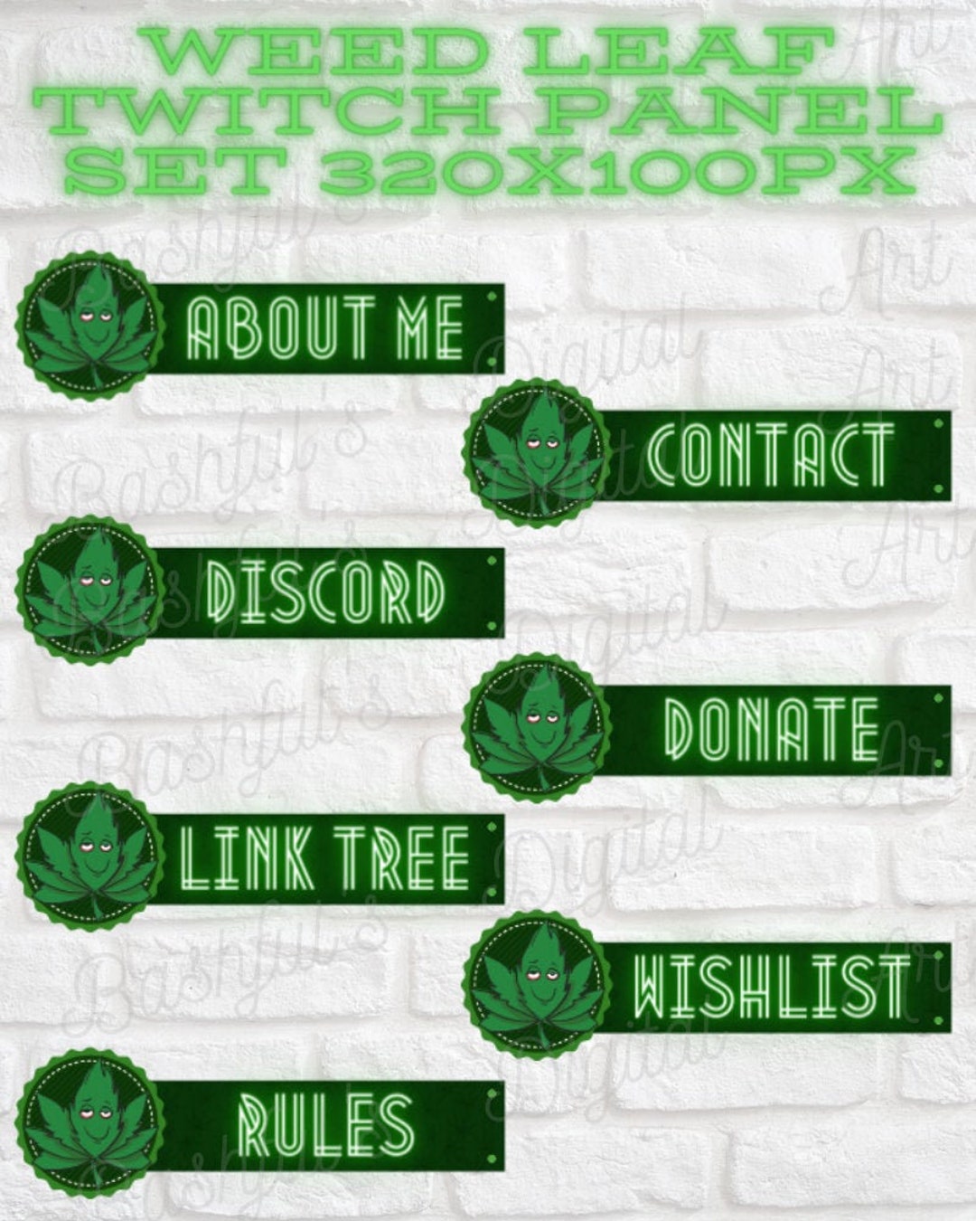 20 Weed Leaf Twitch Panels - Etsy