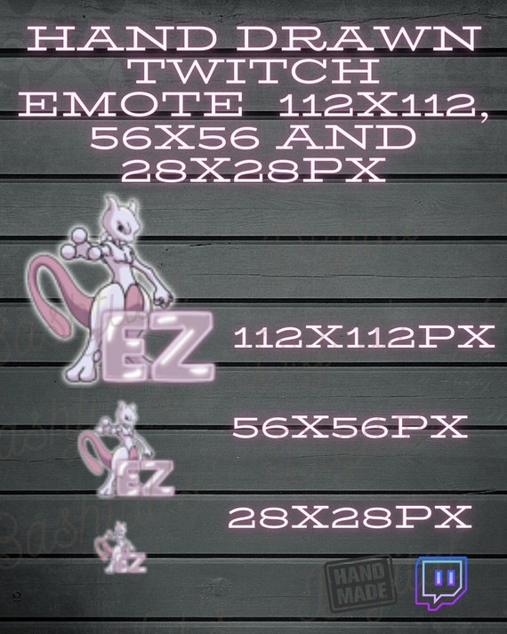 Mewtwo Twitch Emote 'EZ' hand drawn | Etsy