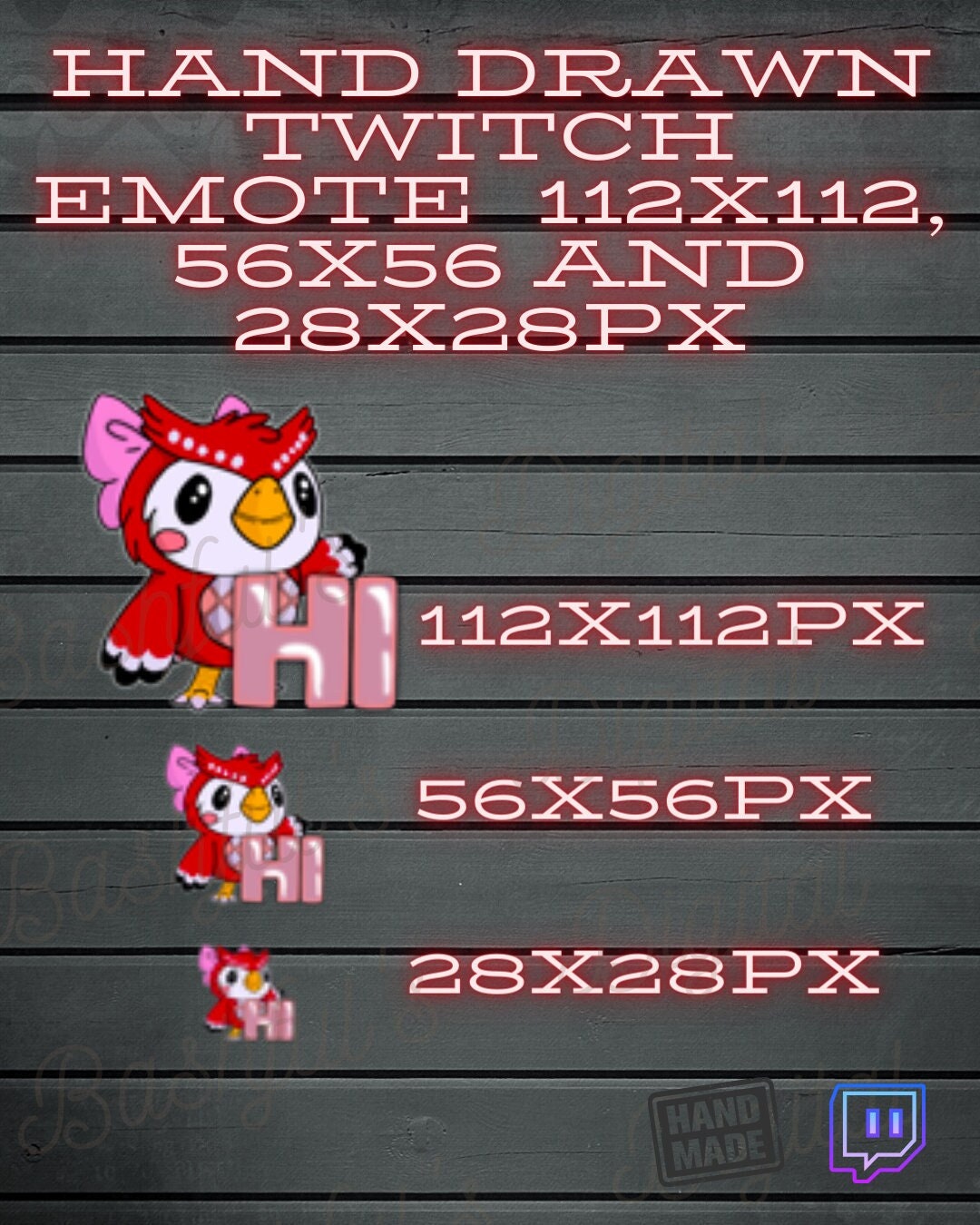 Celeste Twitch Emote 'HI' hand Drawn - Etsy