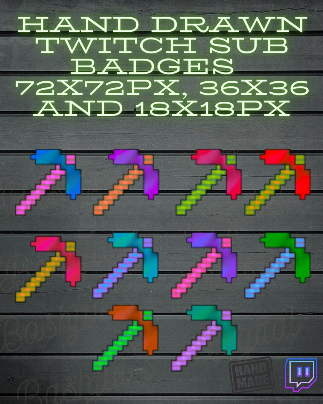 Minecraft Twitch Sub Badges set of 10 - Etsy