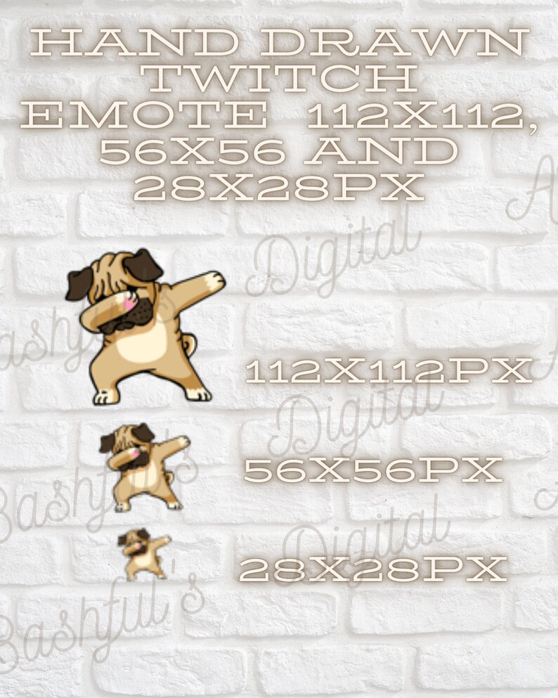 Pug Dab Twitch Emote hand Drawn | Etsy