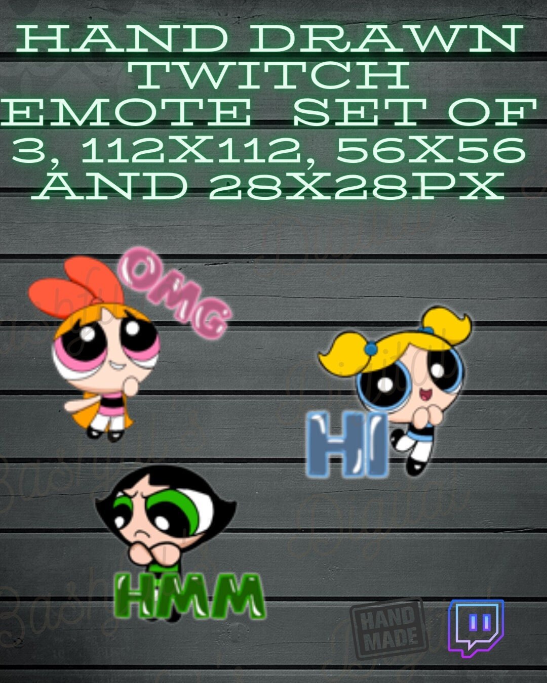 3 Power Puff Girl Twitch Emotes (hand Drawn) - Etsy