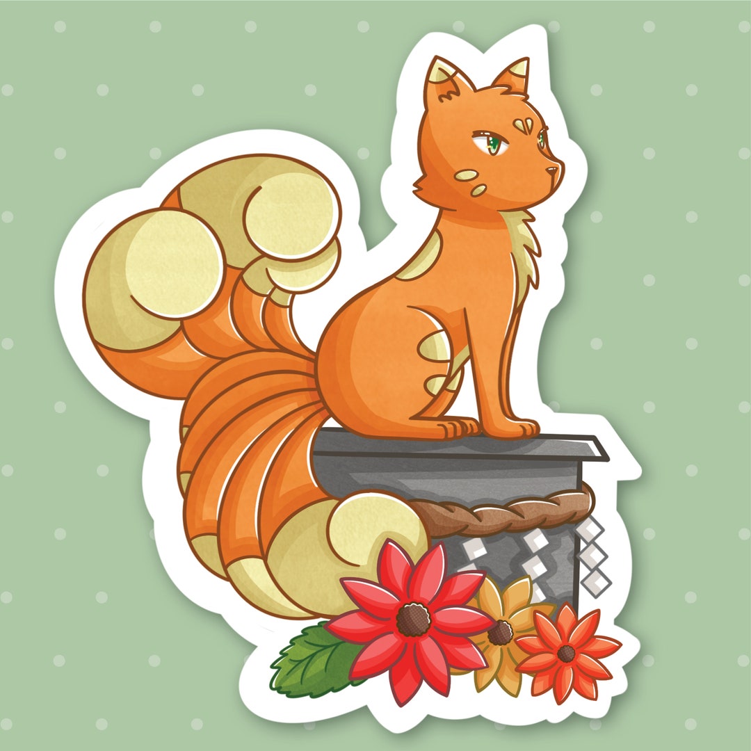 Orange Kitsune Nine Tail Sunflower Fox Mythical Japanese Creature Anime ...