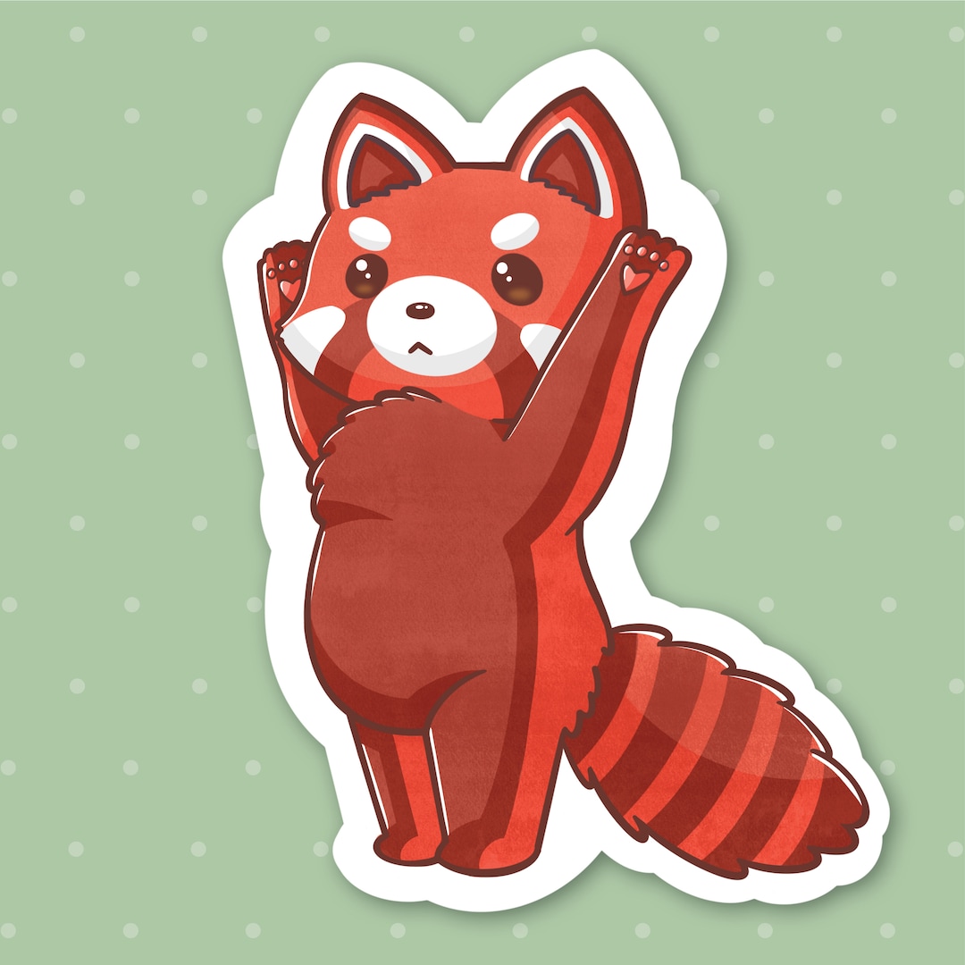 Chibi Cute kawaii Fat Red Panda Lesser Panda Bear Standing Hun-ho ...