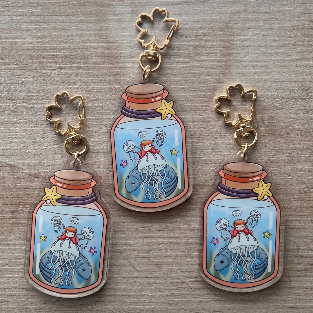 Ponyo Ghibli Jar Anime Studio Ghibli Inspired Fanart Acrylic Charm ...