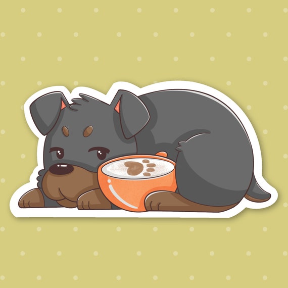 Chibi Cute kawaii Doberman Dog Coffee Latte Glossy Water | Etsy Ireland