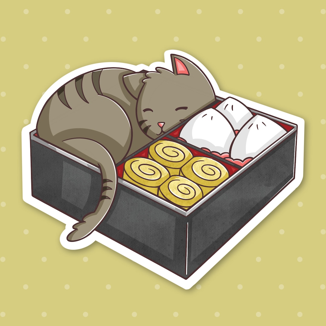 Chibi Cute kawaii Tabby Kitty Cat Square Bento Box Sushi Lunchbox ...