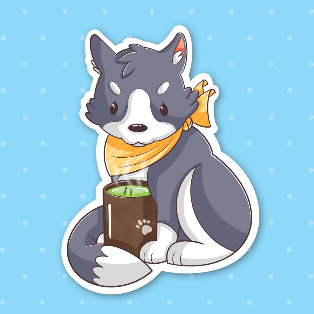 Chibi Cute kawaii Husky Dog Matcha Tea Glossy, Water Resistant, Die Cut ...