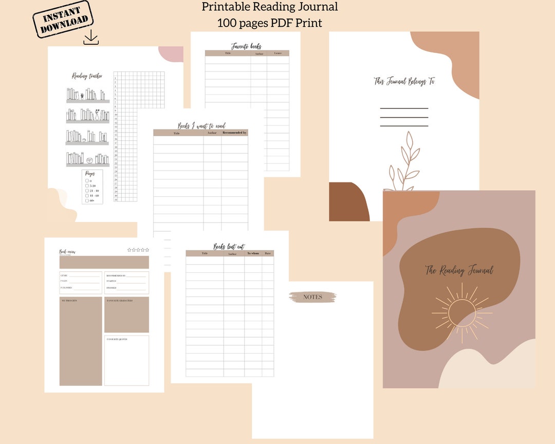 Digital and Printable Reading Journal| Reading Journal| Reading Log - Etsy