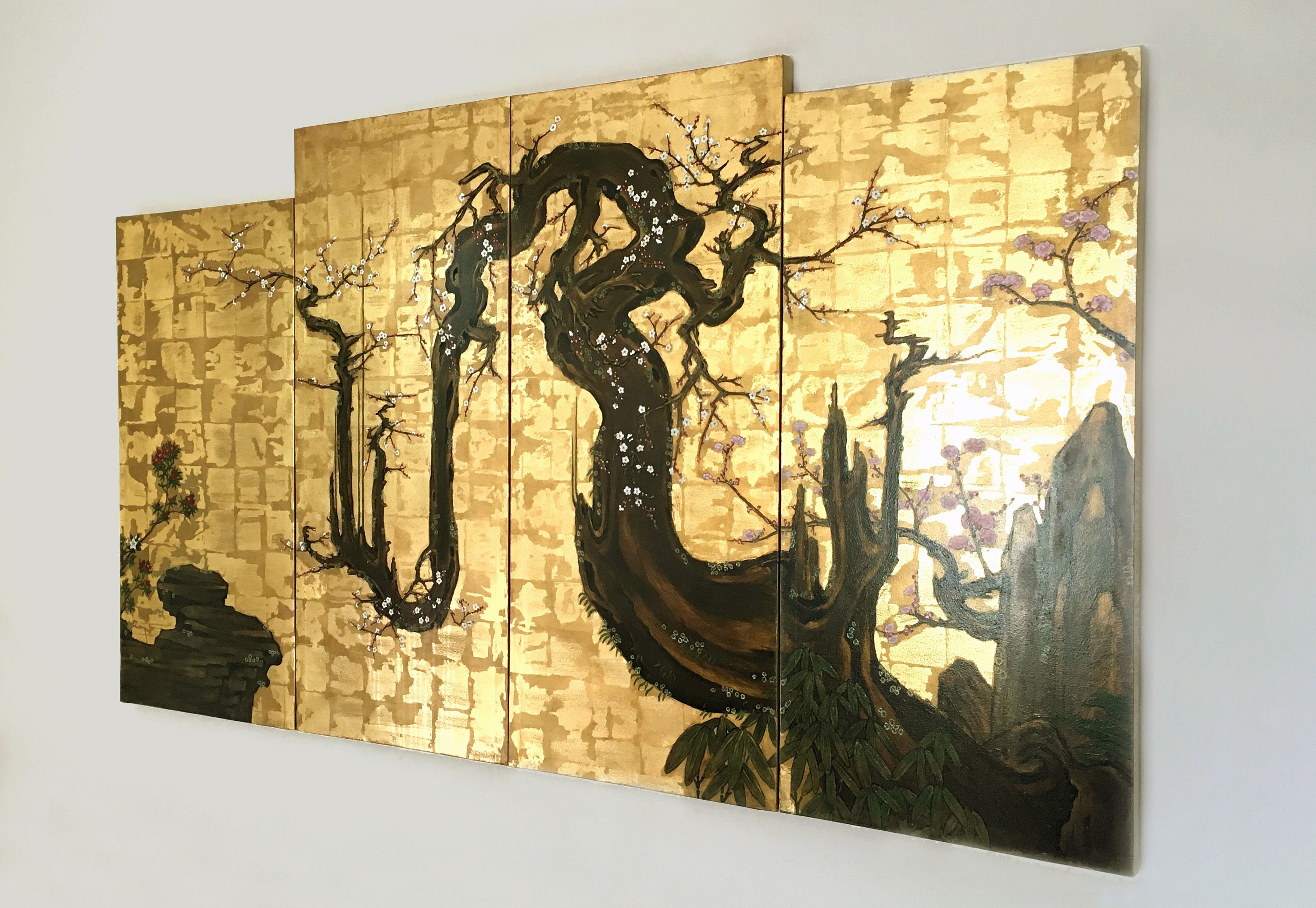 Kano Sansetsu. Old plum 1646. Painting on Gold - Etsy