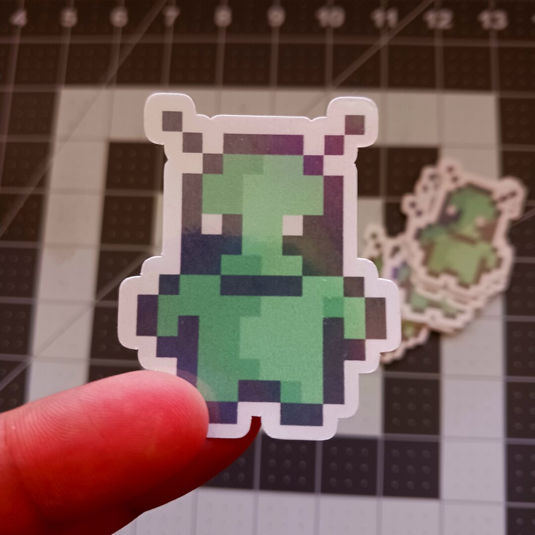 Little Green // Pixel Art 8bit Alien HOLO-STICKER - Etsy
