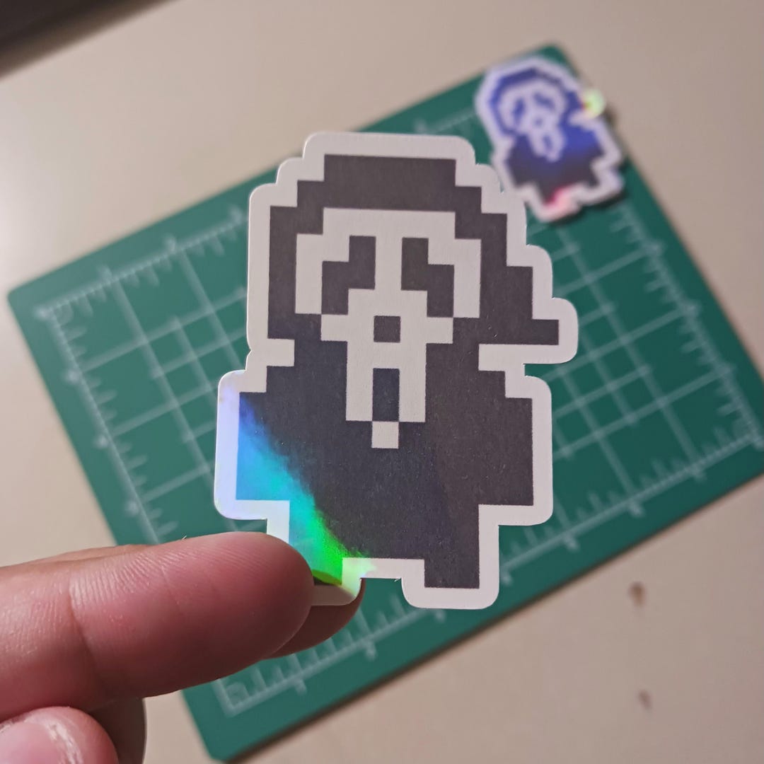 Mini Ghostface // Scary Movie Horror Pixel Art HOLO-STICKER - Etsy