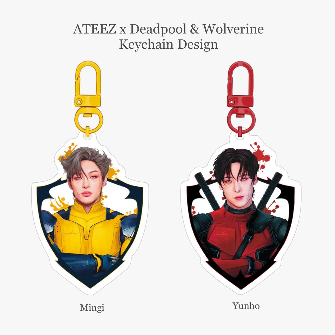 Ateez DP&WV Keychains - 2.5 Inch Double Sided Acrylic Epoxy Charm ...