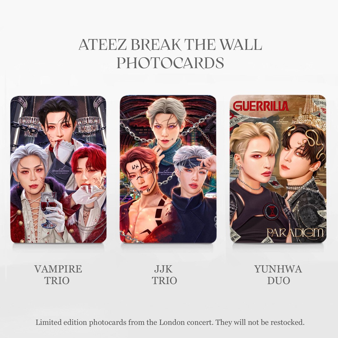 Limited Edition Ateez Break the Wall London Photo Cards - Ateez Fanart ...