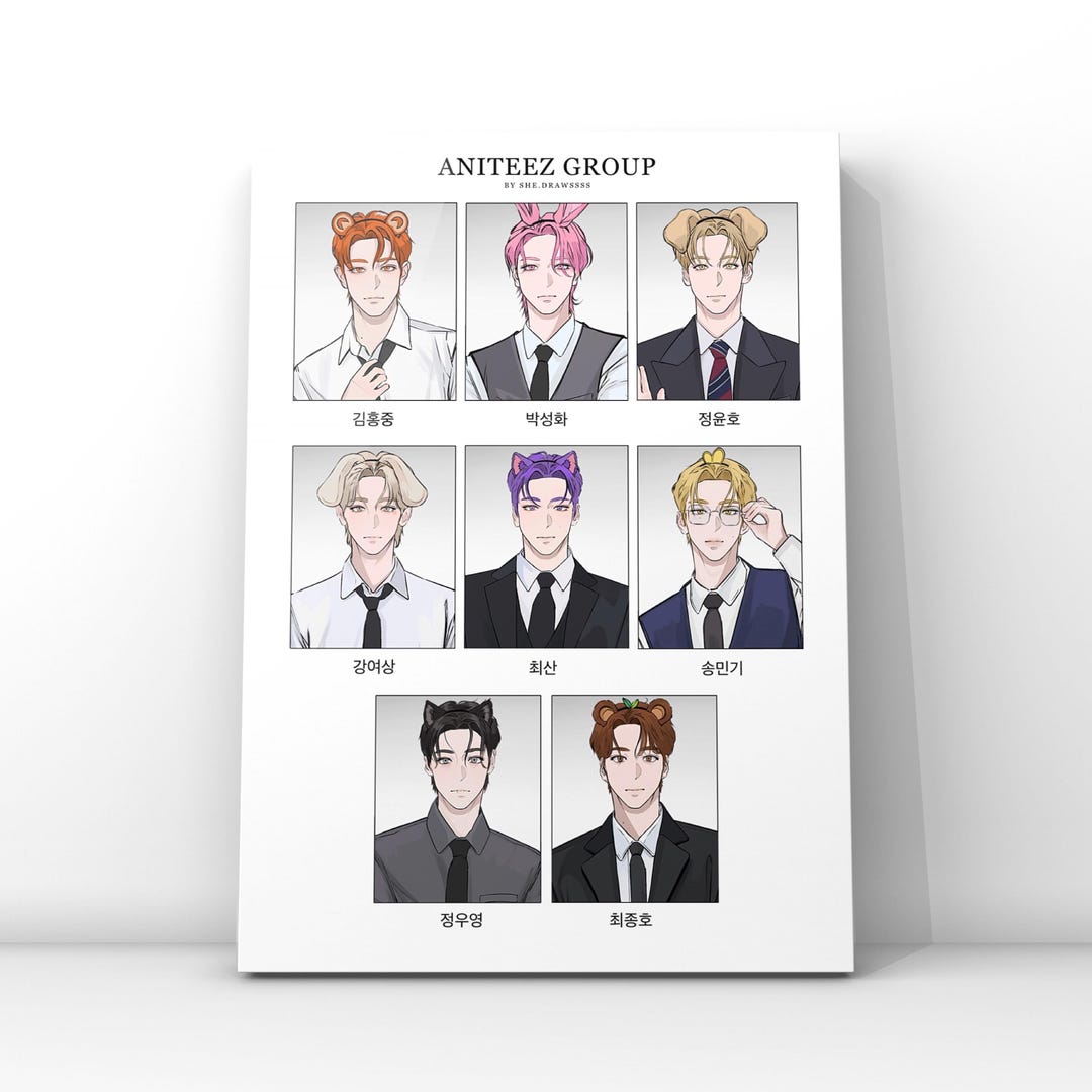 ANITEEZ Group Characters ID Style - ATEEZ Art Print - Etsy