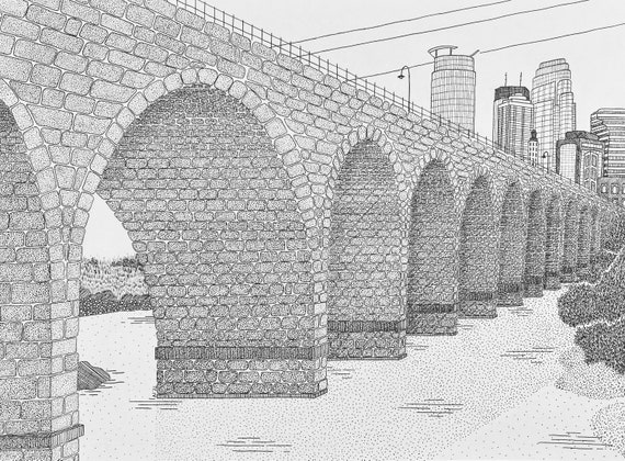 Stone Arch Bridge Drawing