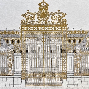 Gates of Versailles 6 X 12 Hand Drawn - Etsy
