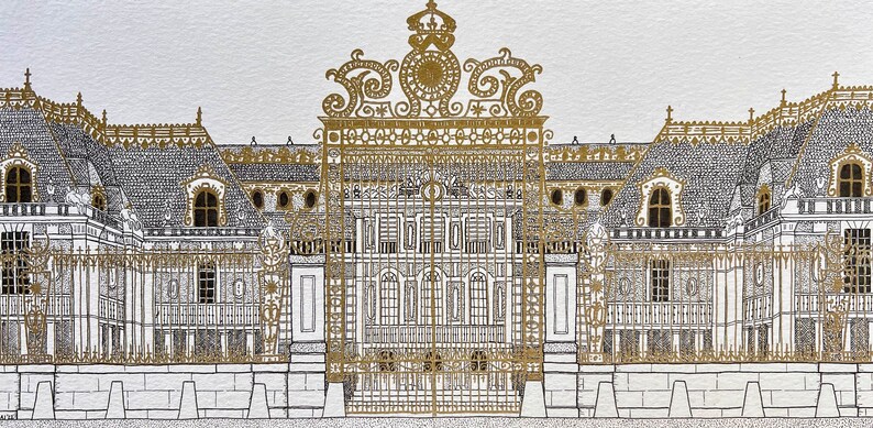 Gates of Versailles 6 X 12 Hand Drawn - Etsy