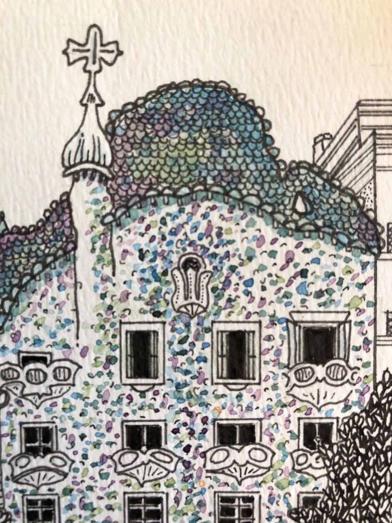 Casa Batllo, Barcelona | 6x9 Inch Hand-drawn Illustration - Etsy