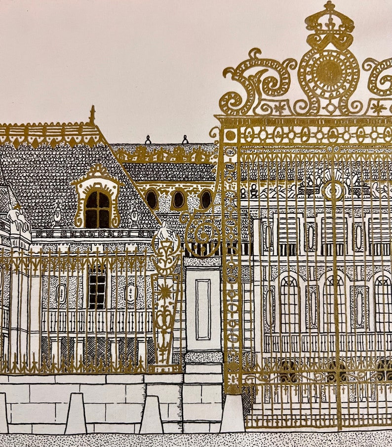 Gates of Versailles 6 X 12 Hand Drawn - Etsy